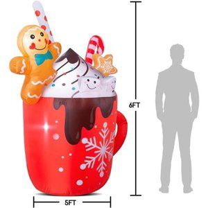 Holiday | 6 Ft Christmas Inflatable Hot Cocoa Mug Decor With Builtin ...